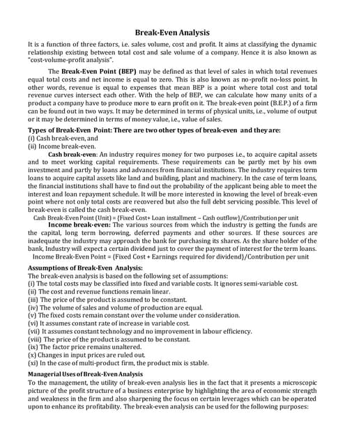 The Break-even Analysis | PPTX