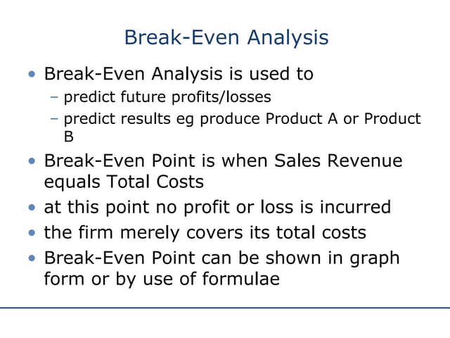 BREAK-EVEN ANALYSIS | PPTX
