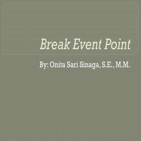 Break Event Point pengambilan keputusann | PPTX