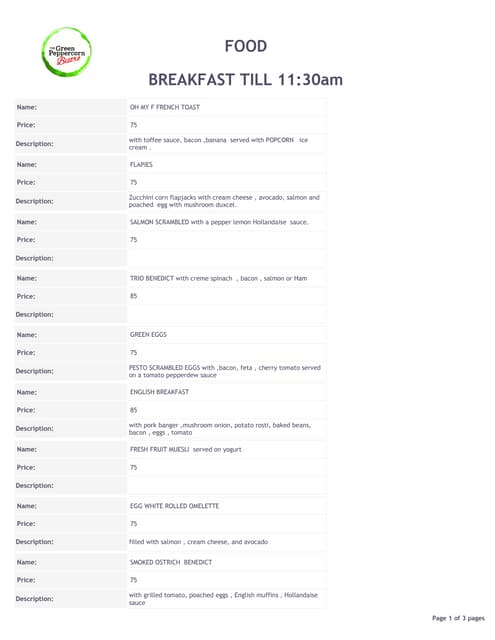 Menu pdf | PDF | World Cuisines | Food & Drink