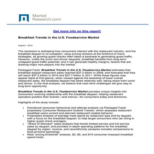 Breakfast Trends in the U.S. Foodservice Market | PDF