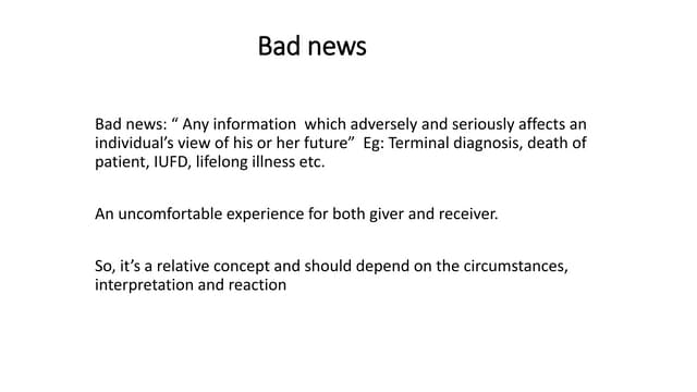 BREAKING BAD NEWS... Ways to give the bad news to patients and ...