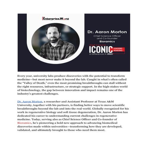 Breaking Barriers in Biotechnology_ Dr. Aaron Morton’s Bold Vision to Transform Medical ...