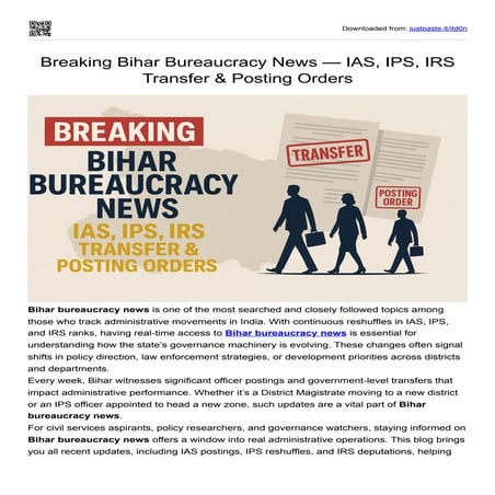 Breaking Bihar Bureaucracy News — IAS, IPS, IRS Transfer & Posting Orders.pdf