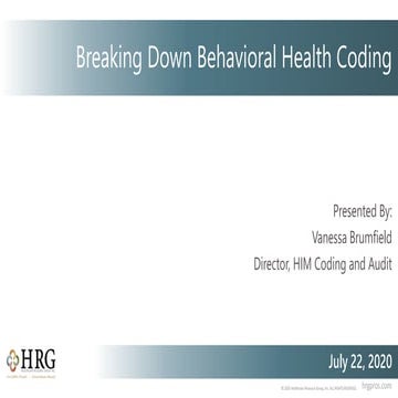 Breaking Down Behavioral Health Coding | PPTX