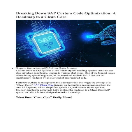 5 Steps Moving to a Clean Core SAP System | The Enterprise World | PDF
