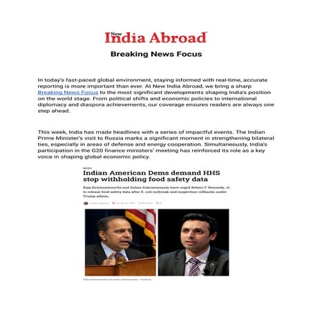 Breaking News Focus – Powered by New India Abroad | PDF