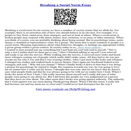 Breaking Social Norms Essay | PDF