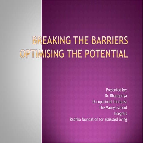 Breaking the barriers workshop for school kids | PPTX