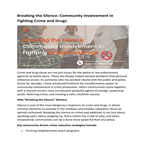 Breaking the Silence: Community Involvement in Fighting Crime and Drugs ...