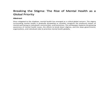Breaking the Stigma: The Rise of Mental Health as a Global Priority | PDF