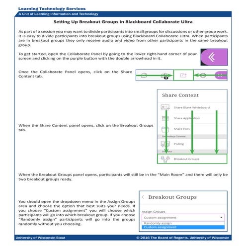 Blackboard Collaborate Ultra - Setting Up Breakout Groups | PDF