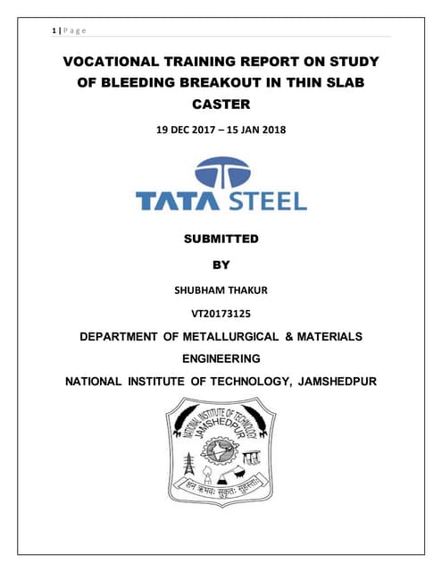 Study of breakouts in thin slab caster | PPTX