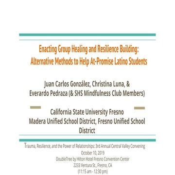 Enacting Group Healing and Resilience Building: Alternative Methods to ...