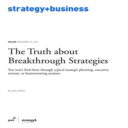 The Truth about Breakthrough Strategies | PDF | Strategy Video Games ...