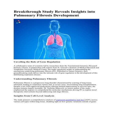 New Study Reveals Insights into Pulmonary Fibrosis (PF) Development ...