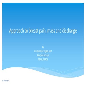 MASTALGIA BREAST LUMP AND DISCHARGE | PPTX