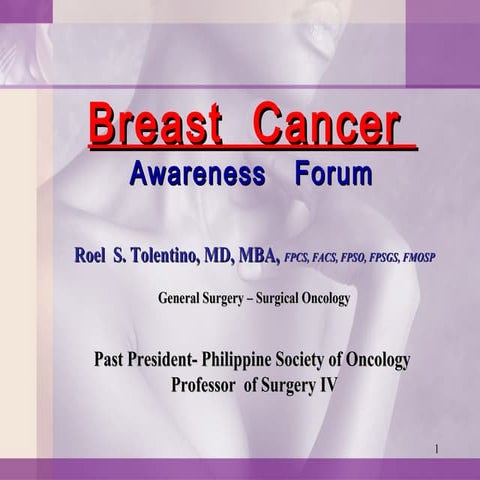 Breast cancer lecture by Roel Tolentino, MD, MBA | PPT