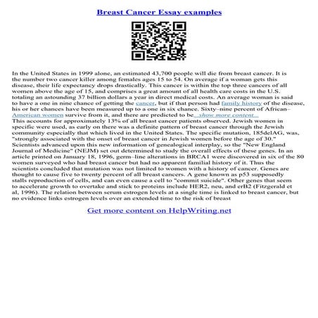 Breast Cancer Essay | PDF