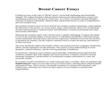 Breast Cancer Essays | PDF