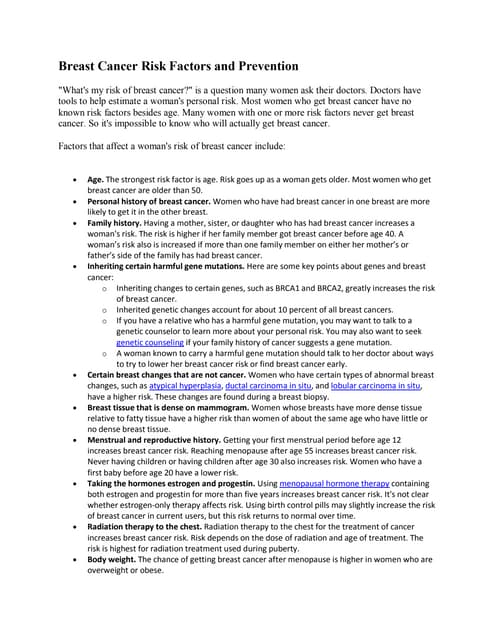 Carcinoma breast etiology | PPT