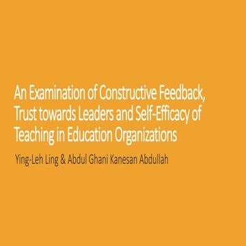 An Examination of Constructive Feedback, Trust towards Leaders and Self ...