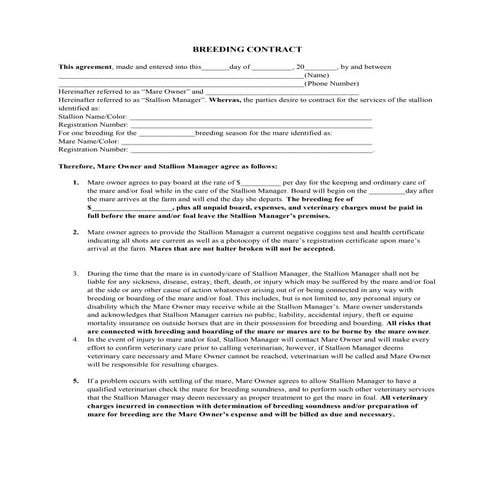 Breeding contract | DOCX