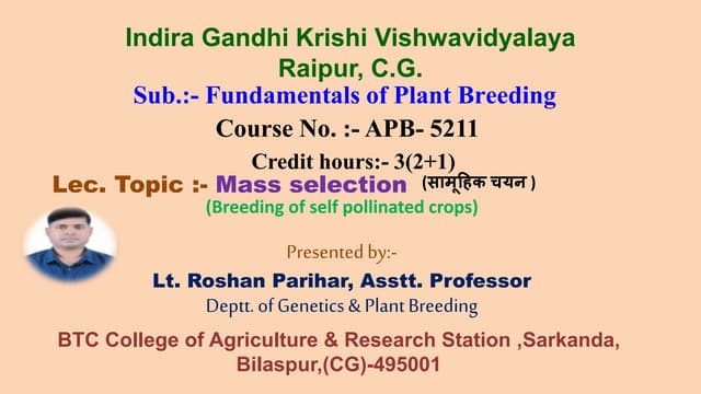 PEDIGREE METHOD OF PLANT BREEDING | PPTX