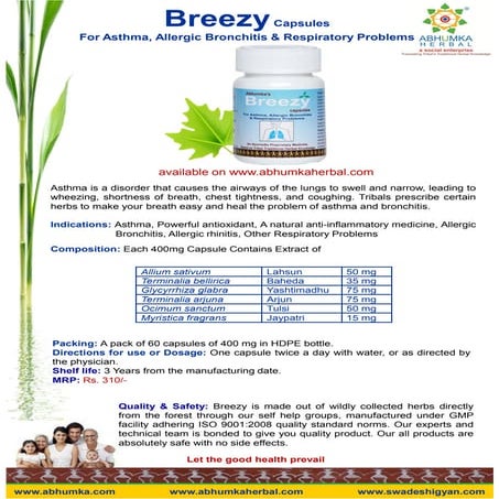 Breezy capsules for Asthma, Bronchitis and Respiratory problems | PDF