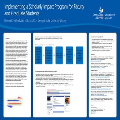 Implementing a Scholarly Impact Program for Faculty and Graduate ...