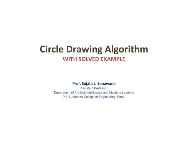 Bresenham Circle Drawing Algorithm Midpoint Circle Drawing Algorithm