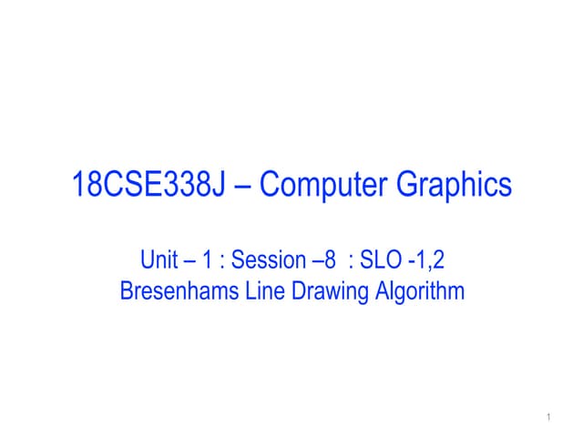 Bresenhams Line Drawing Algorithm In Graphicspdf
