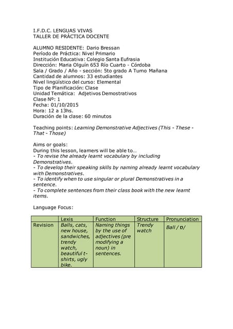 Mock lesson plans - Secondary level | PDF