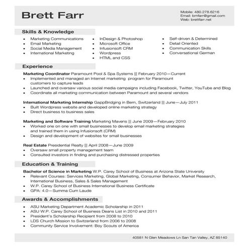 Brett Farr - Resume | PDF