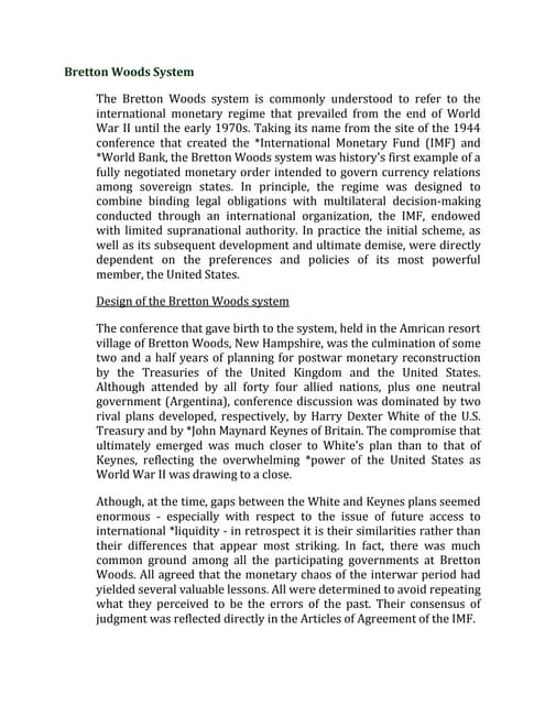 The bretton woods system presentation | PPTX