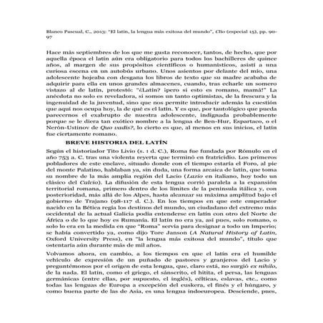 Breve historia del latín | DOC
