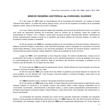 Reseña Historica de Coronel Suarez | PDF