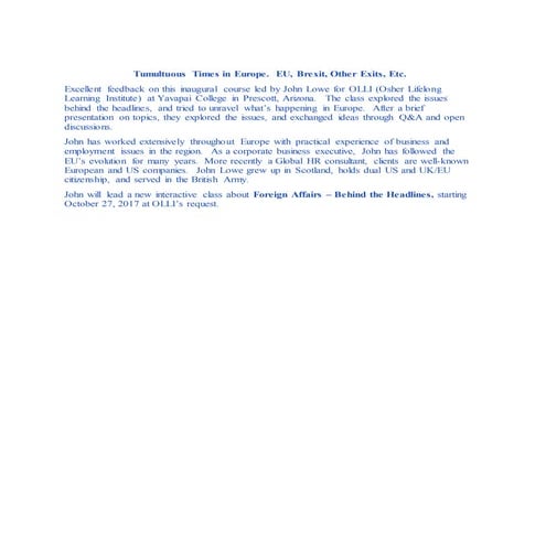 New OLLI course on Foreign Affairs | DOCX