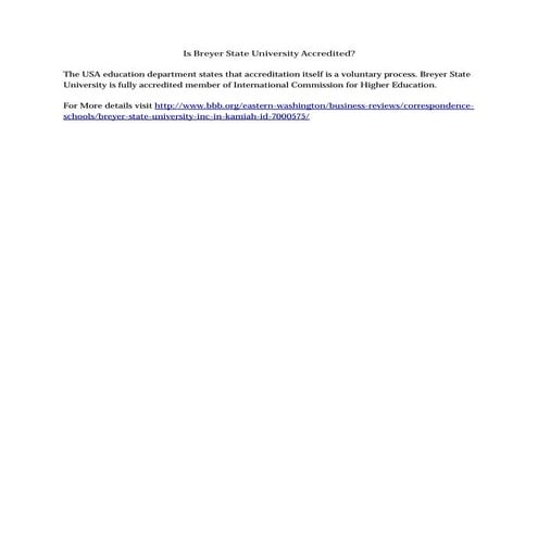 Accredited Breyer State University | PDF