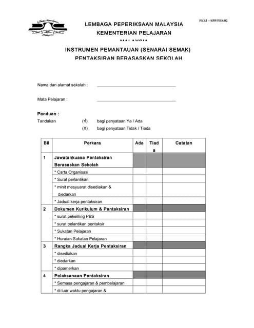 Borang penyelarasan skor upsr | DOCX