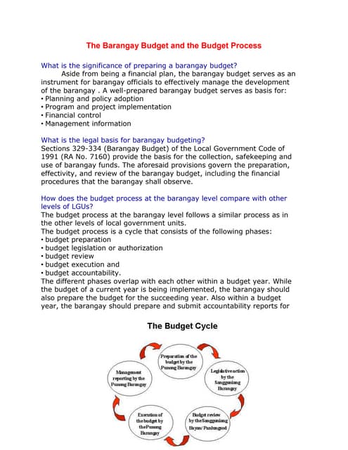 Overview in Barangay Budgeting | PPT