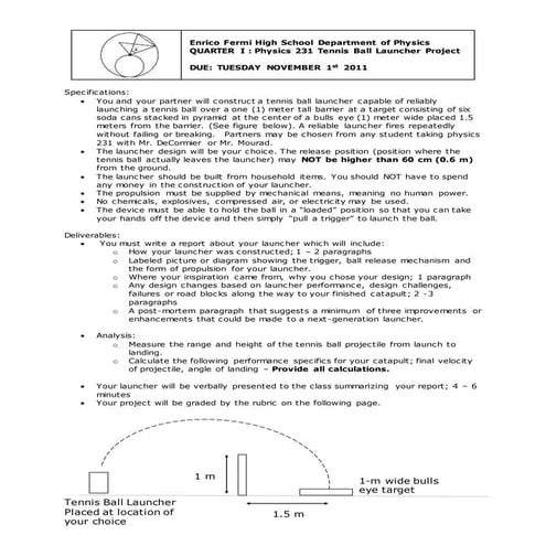 Physics 0231 tennis ball launcher project 2011 2012 | DOCX