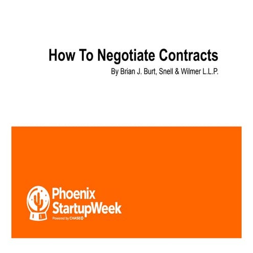 How To Negotiate Contracts by Brian Burt | PPT