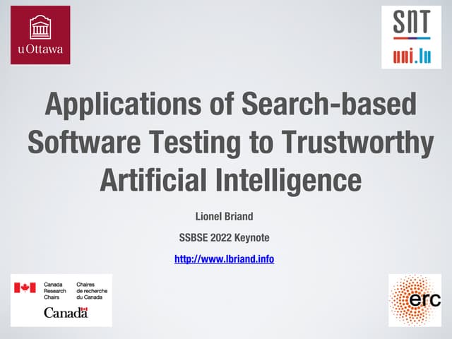 Applications Of Search Based Software Testing To Trustworthy Artificial Intelligence Ppt
