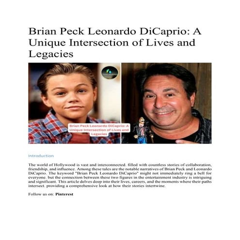 Brian Peck Leonardo DiCaprio: A Unique Intersection of Lives and ...