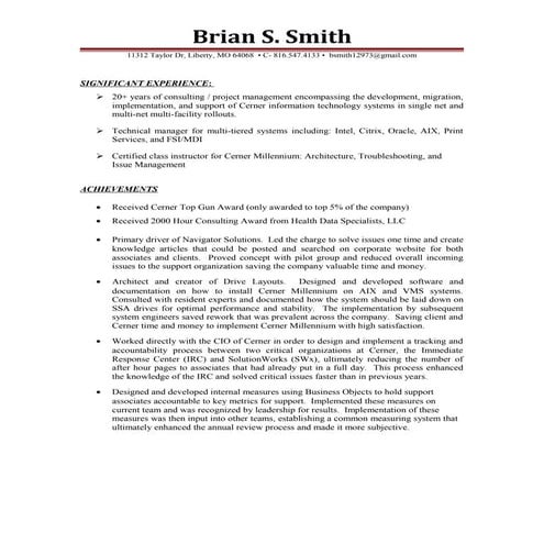 Brian s smith resume | DOC