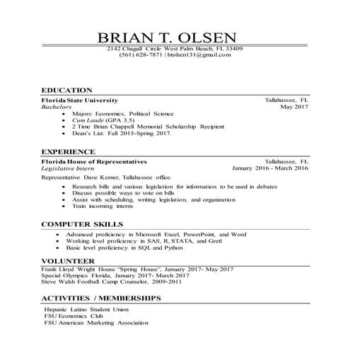 Brian T Olsen resume | DOCX