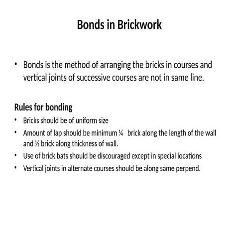 Types of bonds in brick masonry | PDF