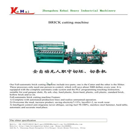 Brick cutting machine and cutter | PDF