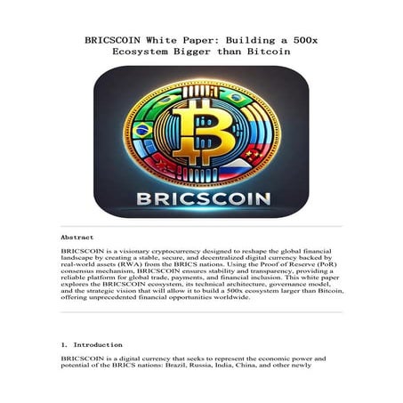 BRICSCOIN White Paper: Building a 500x Ecosystem Bigger than Bitcoin | PDF